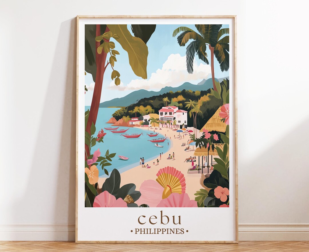 Cebu Philippines Travel Poster, Tropical Island Wall Art, Coastal Asia ...