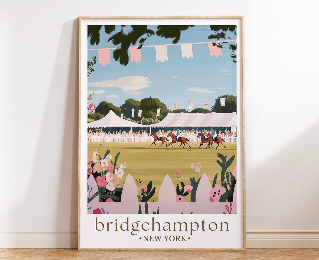 Bridgehampton Print, Long Island Coastal Town Poster, Illustrated East ...