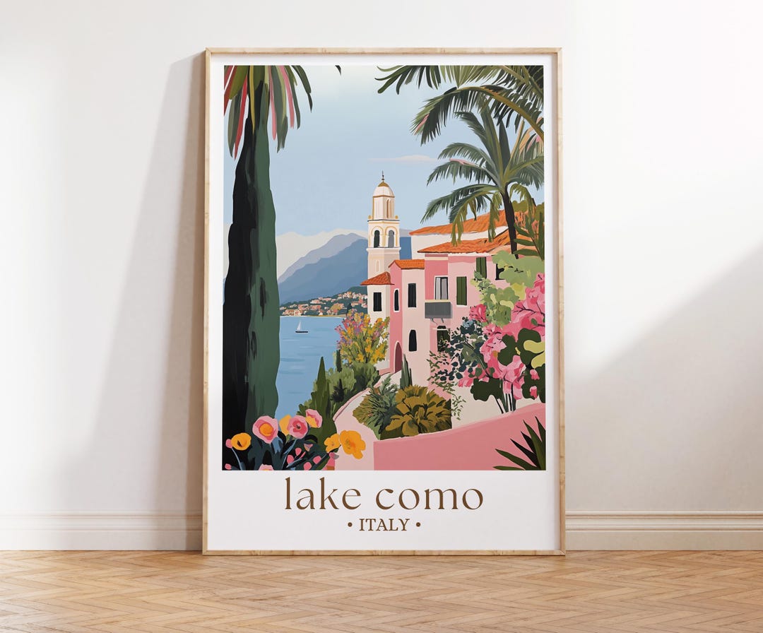 Lake Como Travel Print Wall Art Lake Como Italy Wall Hanging Home ...