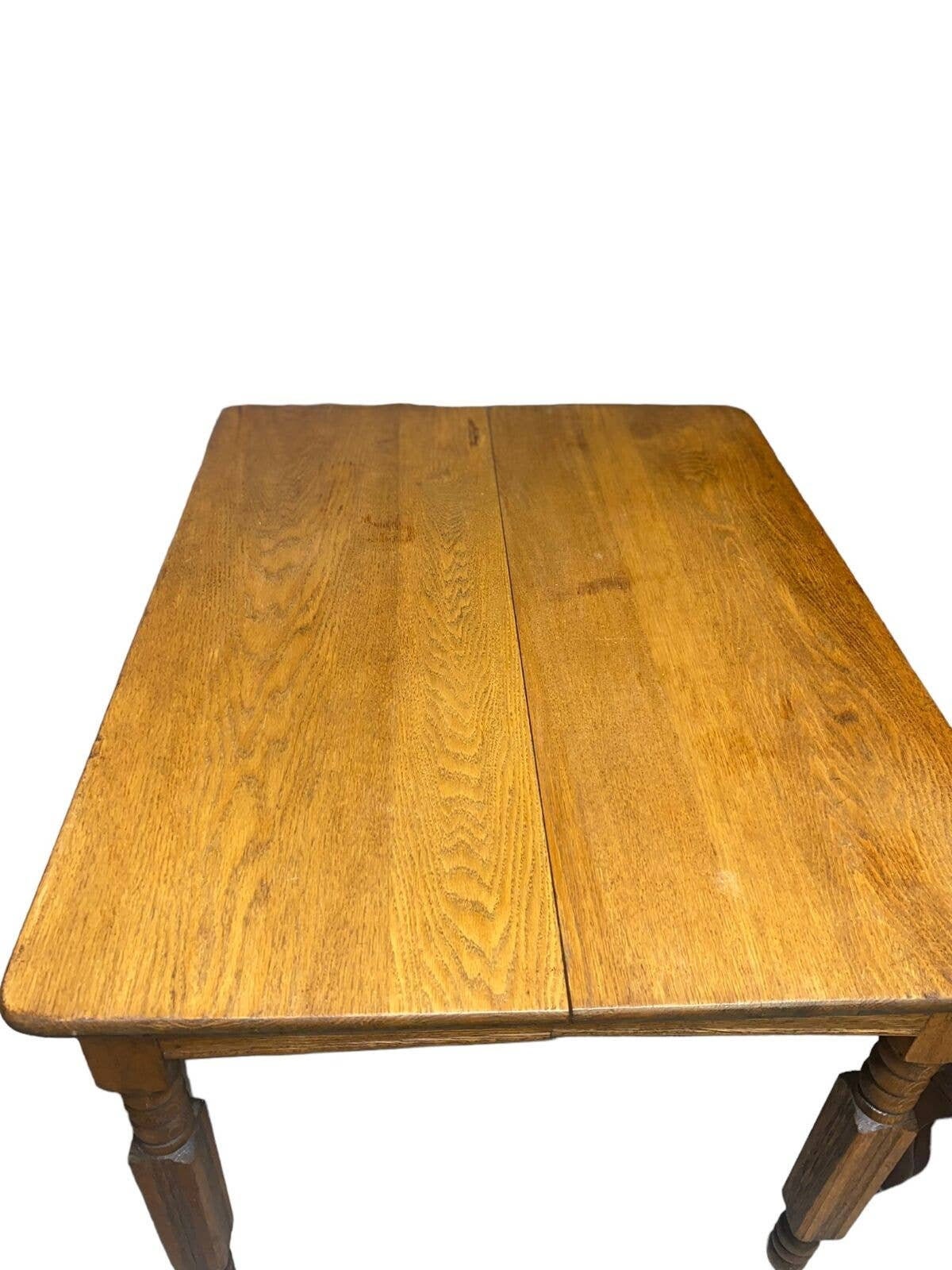 Early 20th Century Pine Wood 5th Leg Dining Table on Casters 36L X 42W ...
