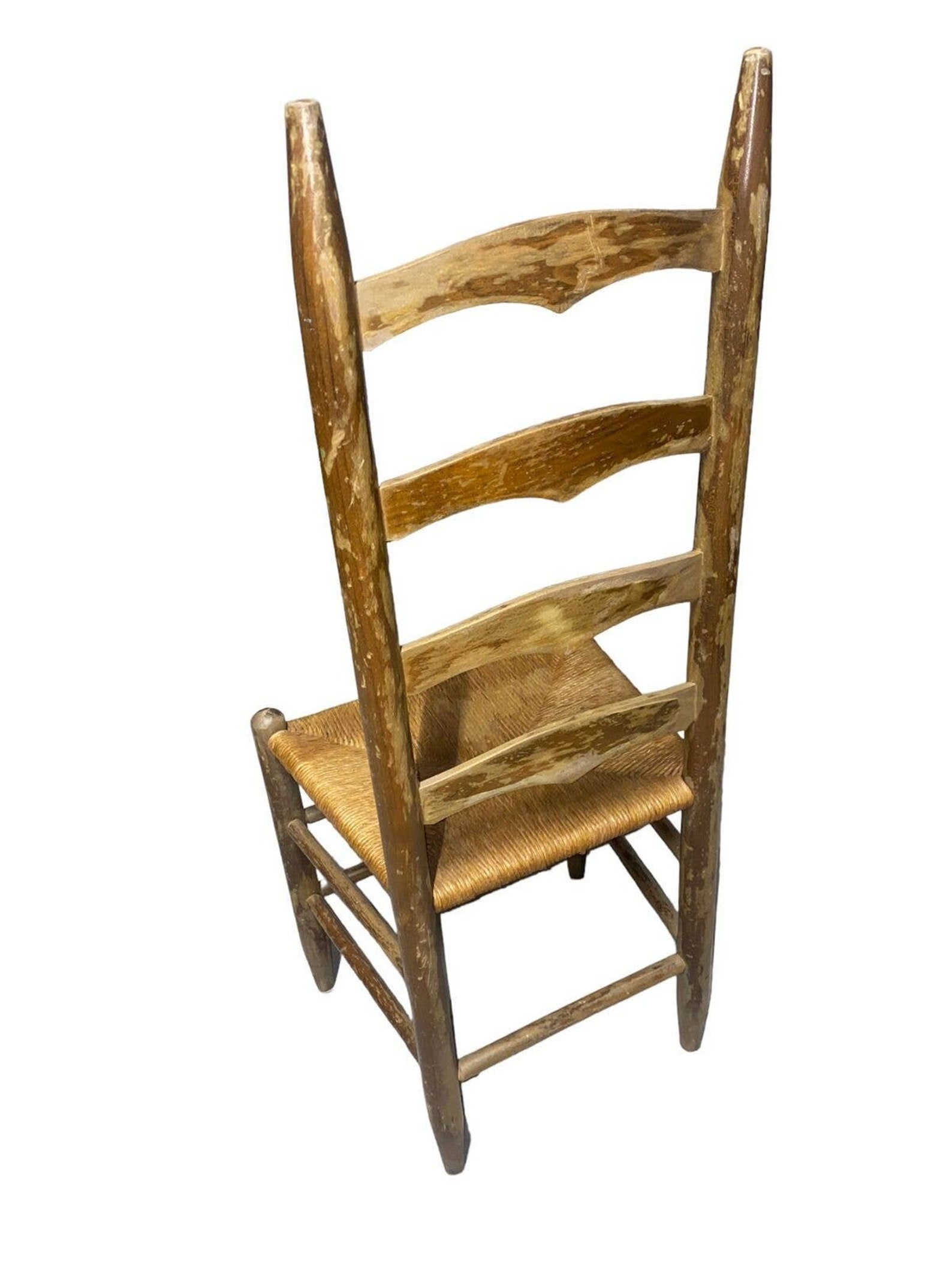 Vintage Ladderback Rustic Styled Chair W/ Woven Rush Seating - Etsy