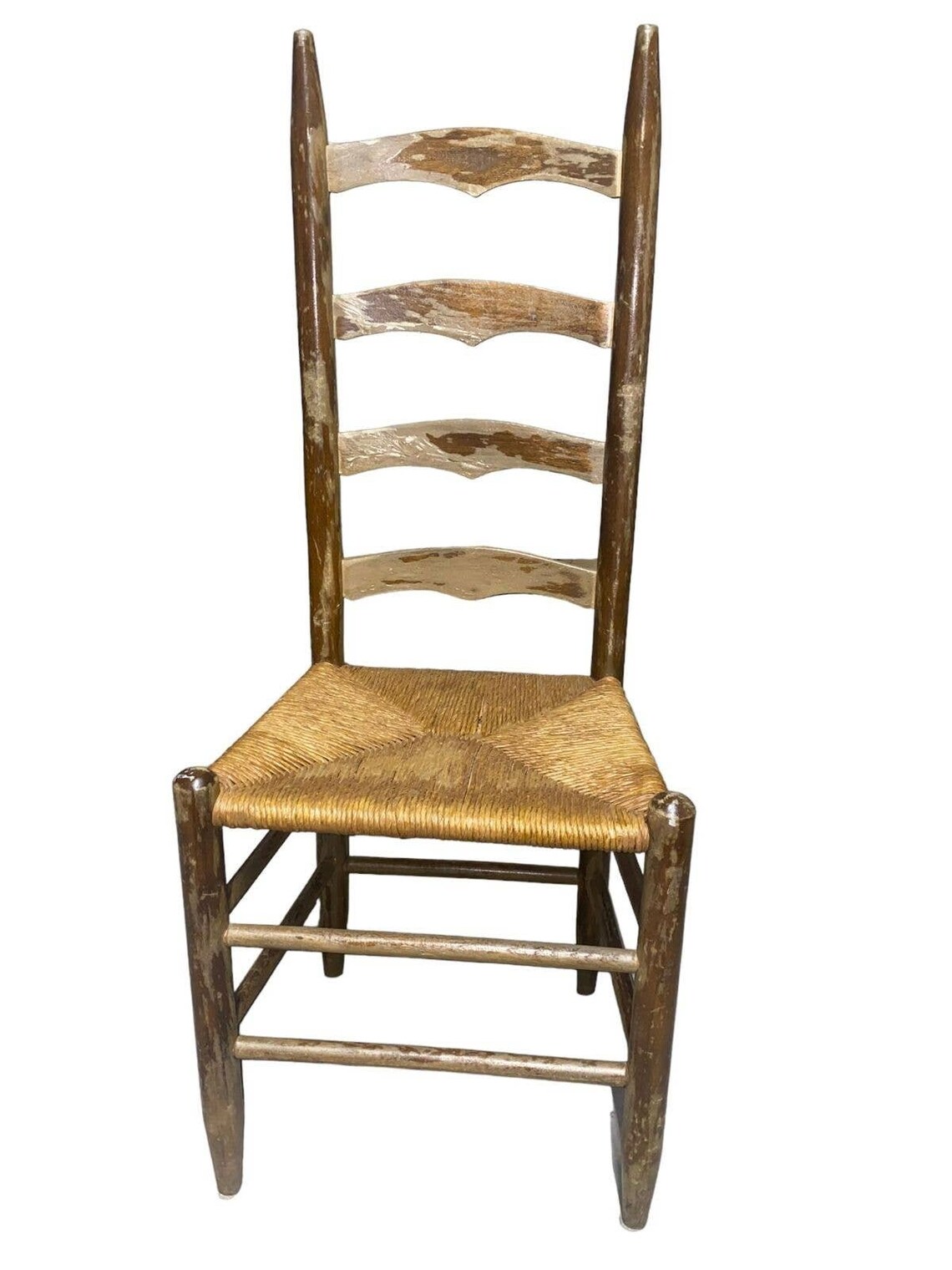 Vintage Ladderback Rustic Styled Chair W/ Woven Rush Seating - Etsy