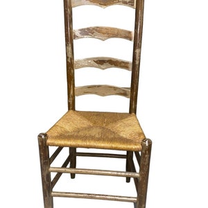 Vintage Ladderback Rustic Styled Chair W/ Woven Rush Seating - Etsy