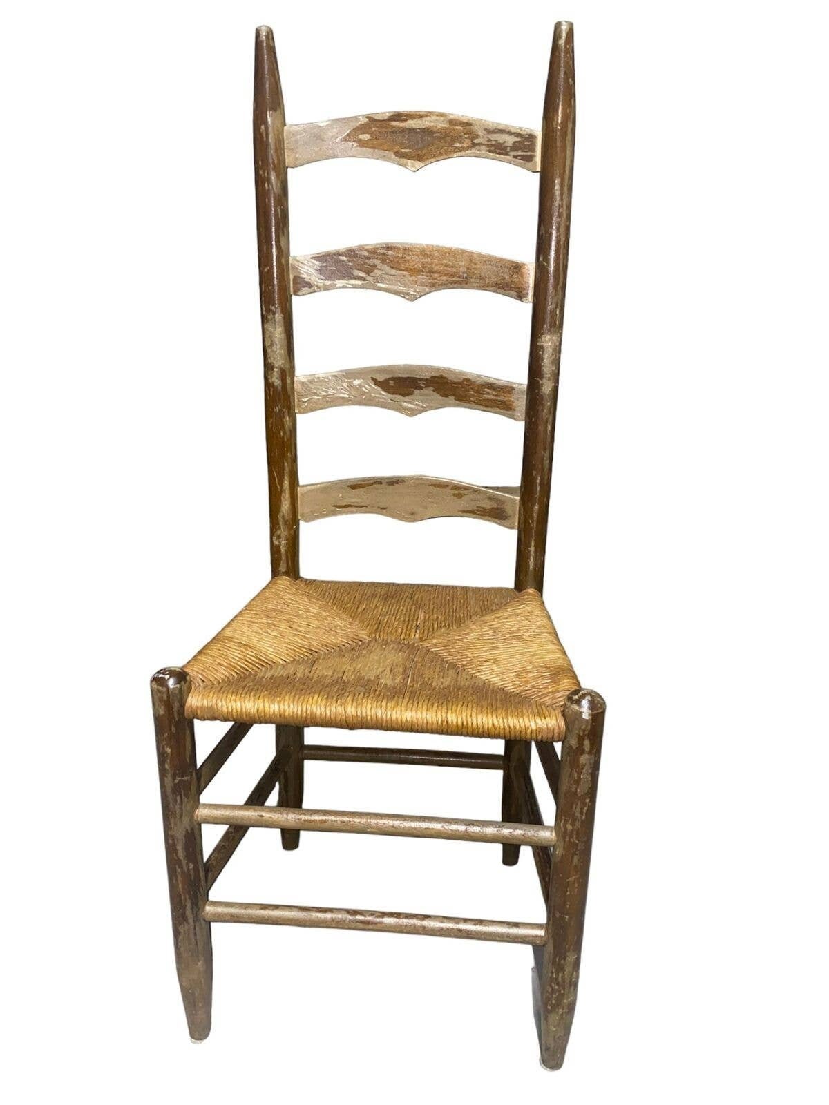 Vintage Ladderback Rustic Styled Chair W/ Woven Rush Seating - Etsy