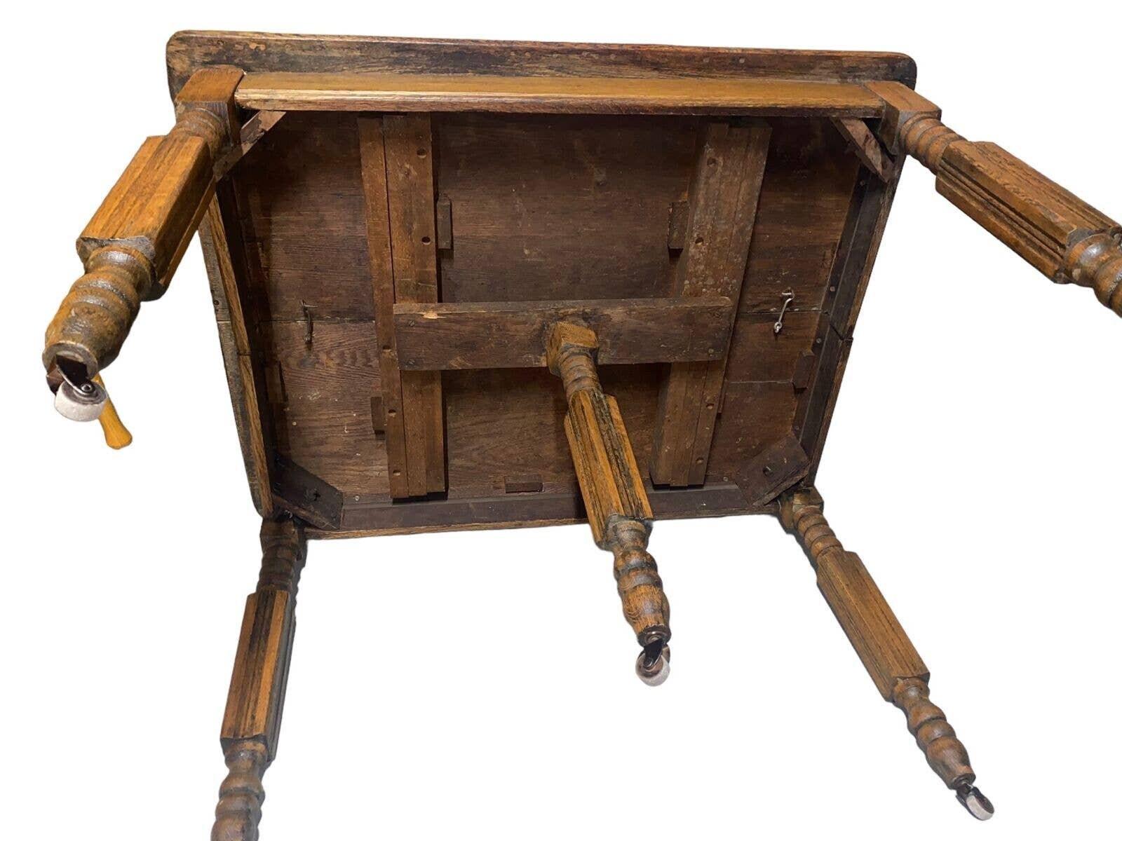 Early 20th Century Pine Wood 5th Leg Dining Table on Casters 36L X 42W ...