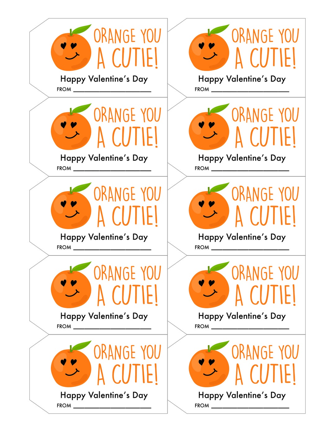 Orange You a Cutie Valentines - Etsy