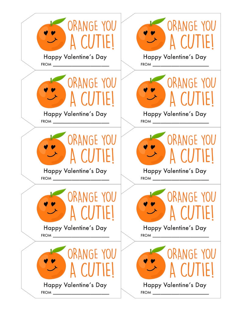 Orange You a Cutie Valentines - Etsy