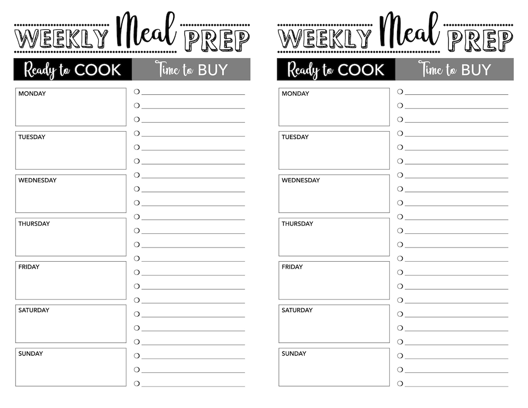 Meal Prep 2-up Printable Sheet - Etsy