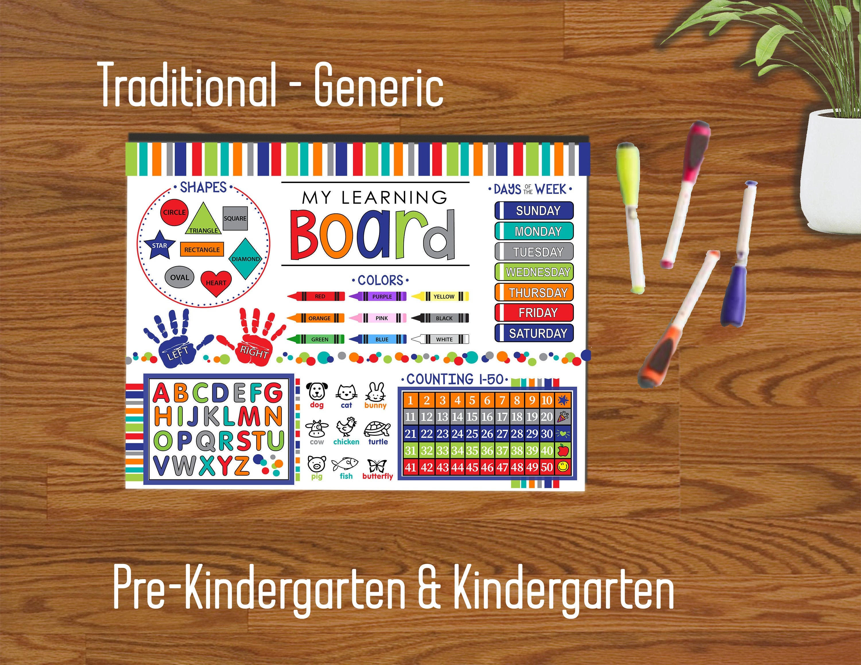 Learning Board Prek-kindergarten, Dry Erase Board, Abcs, Numbers ...