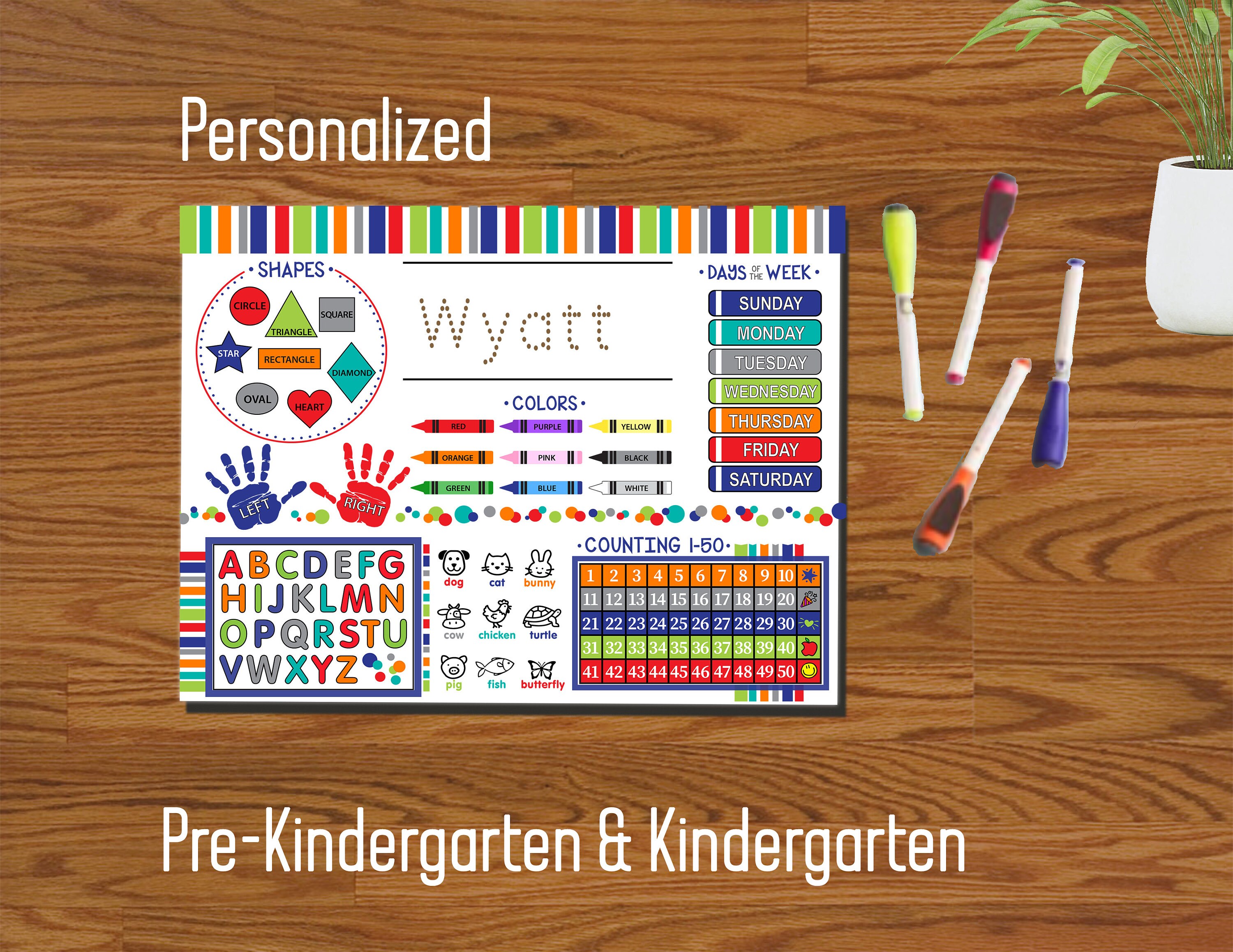 Learning Board Prek-kindergarten, Dry Erase Board, Abcs, Numbers ...