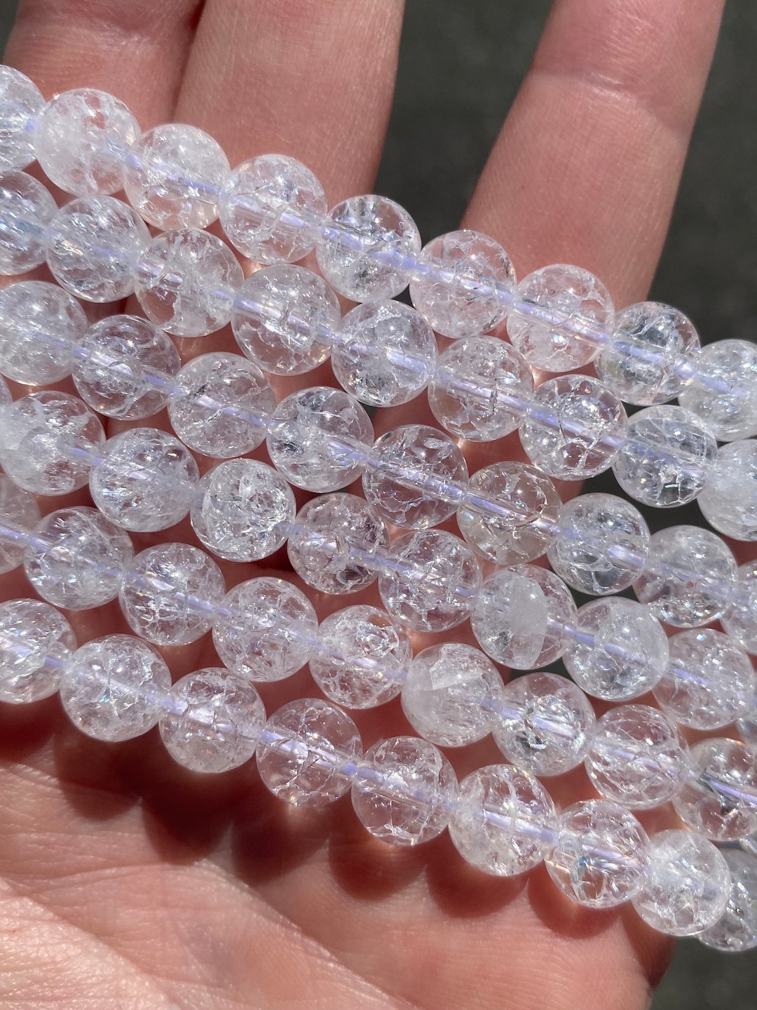 8mm Cracked Clear Quartz Beads - Natural Stone - Full Strand - 15" - Etsy