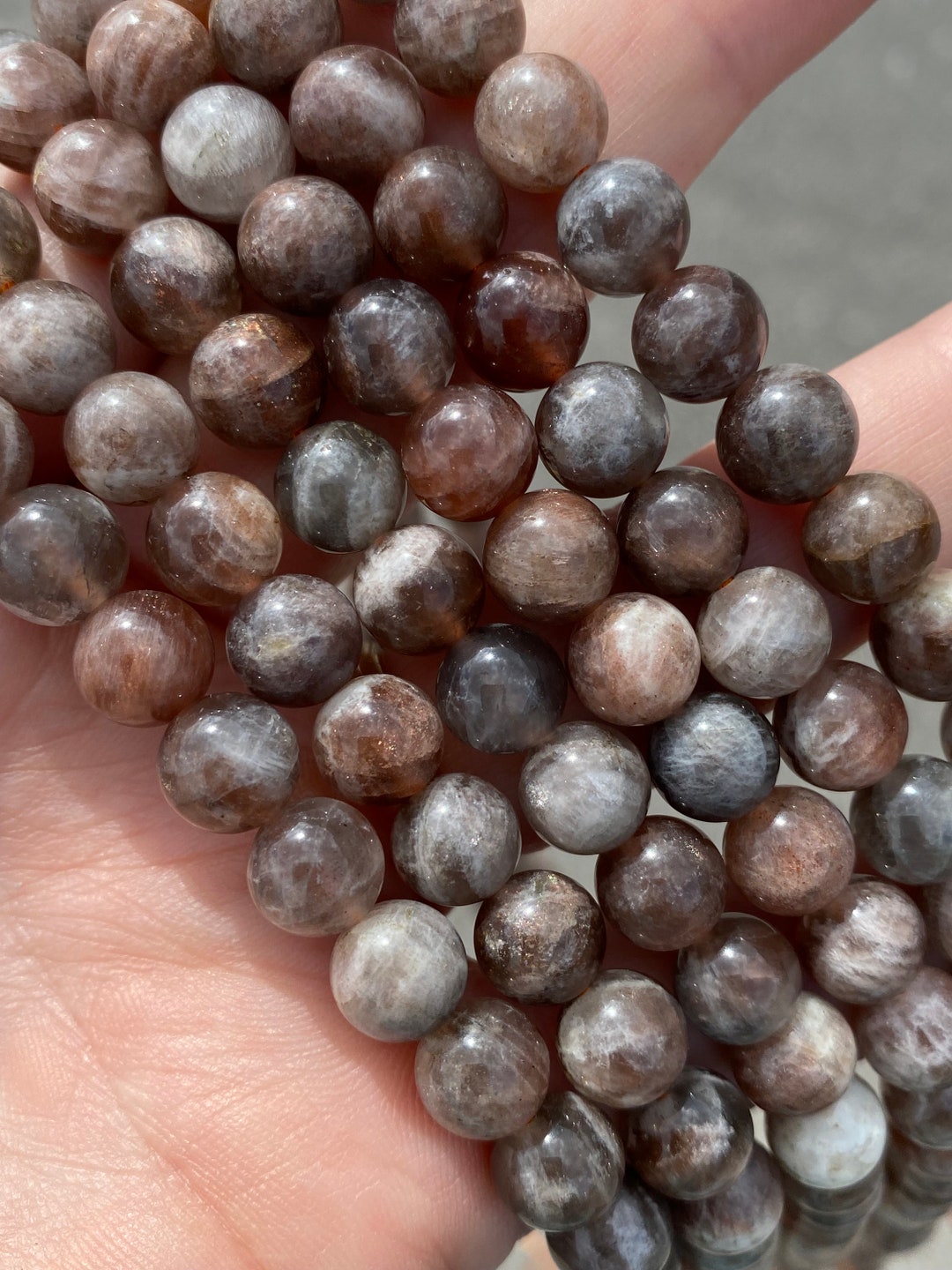 8mm Flashy Chocolate Sunstone Beads Natural Stone Full Strand 15 - Etsy