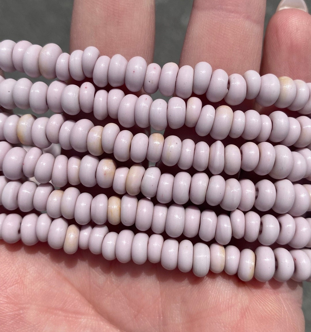 3mm X 7mm Indonesian Pale Pink Color Handcrafted Java Glass Donut Beads ...
