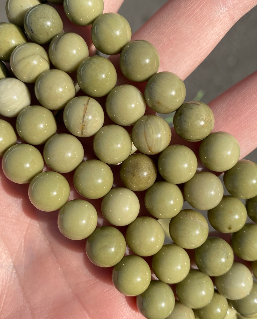 10mm Polished Green Alashan Agate Natural Stone Beads Full Strand 15 ...
