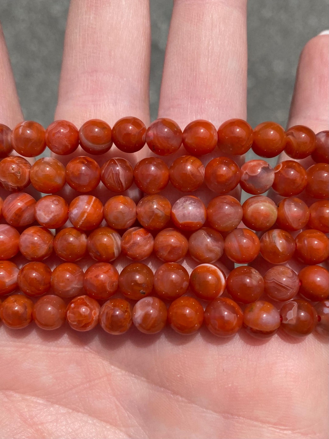 6mm Nanhong Agate Beads - Natural Stone - Full Strand - 15" - Etsy