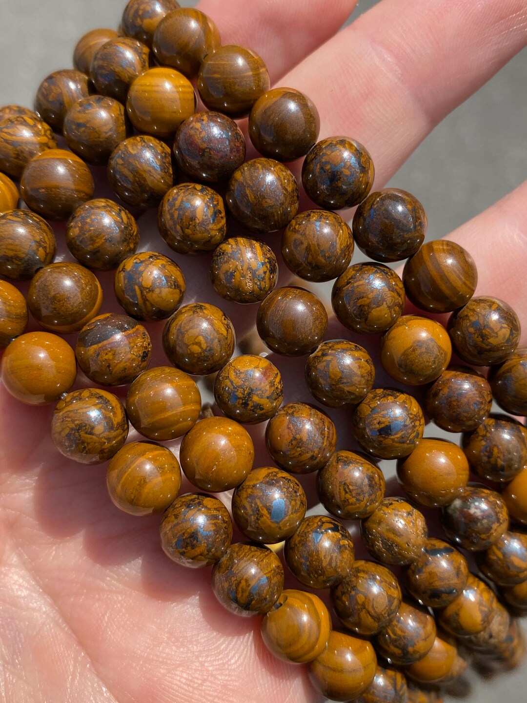 8mm Iron Tigers Eye Natural Stone Beads - High Quality - Full Strand ...
