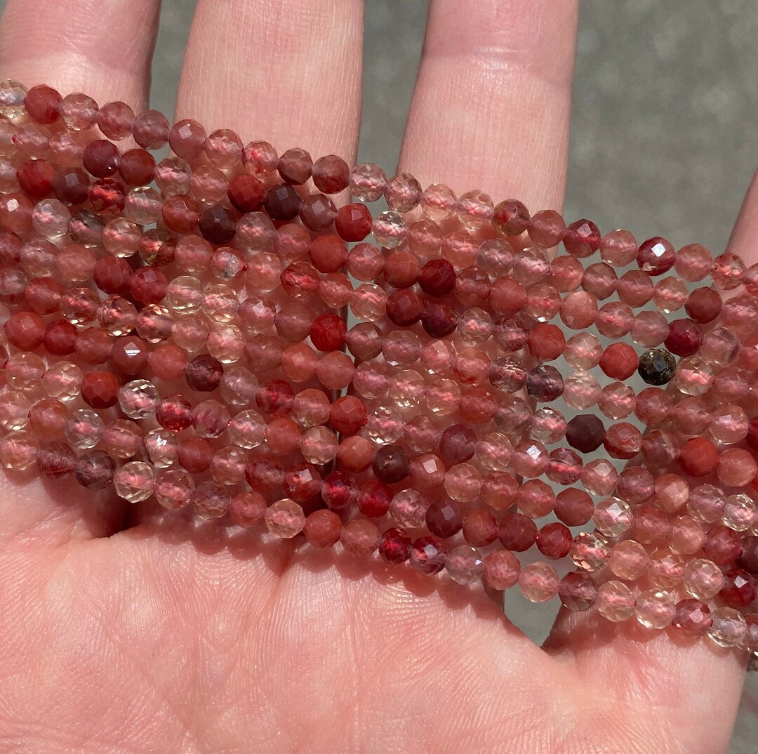 3.5mm Rare Andesine / Red Labradorite Faceted Round Beads - Natural ...