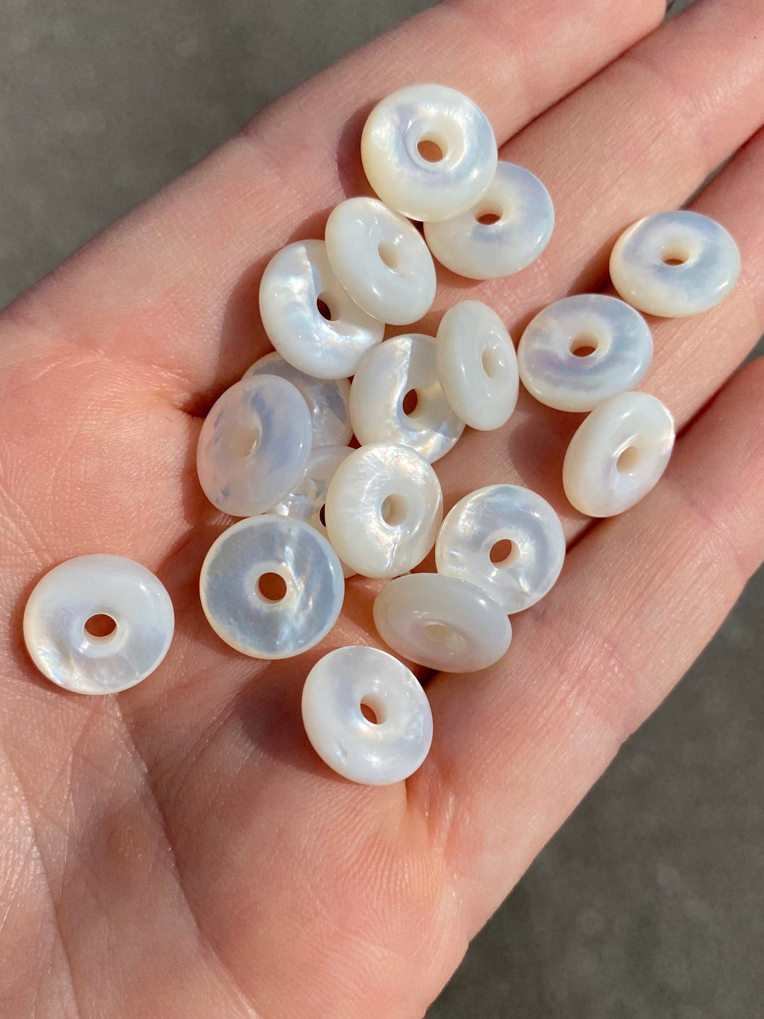 12.5mm Polished Iridescent Mother of Pearl Donut Bead - Etsy