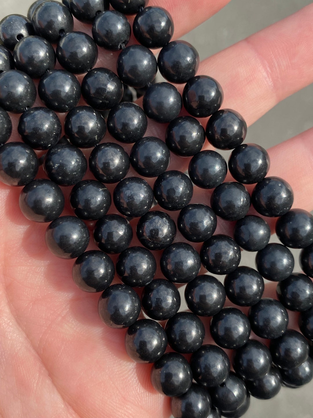 8.5mm Shungite Beads - Natural Stone - 100% Real - Semi Precious ...