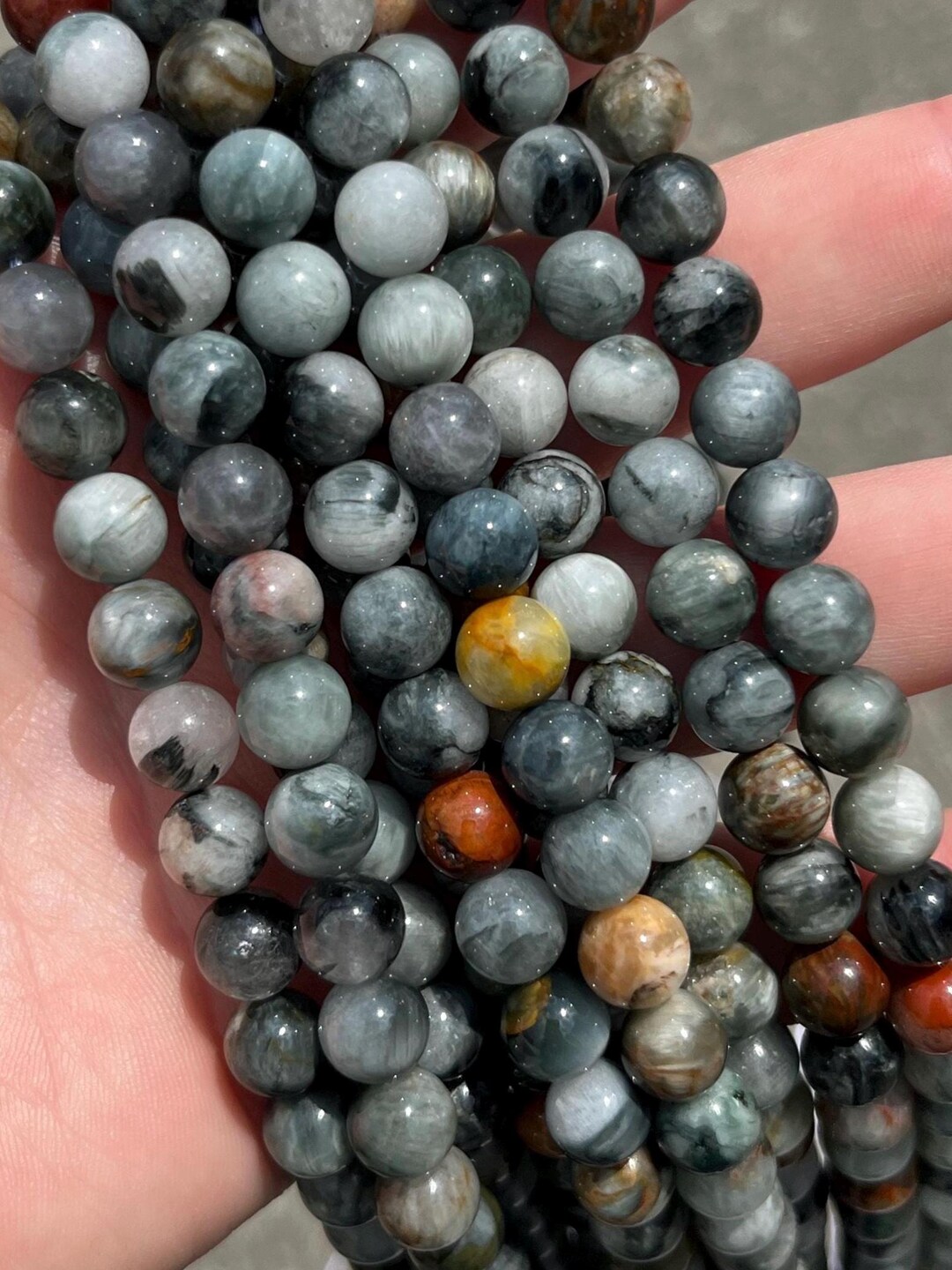 8mm Flashy Hawk Eye / Eagle Eye Stone Beads - Natural Stone - 15 ...