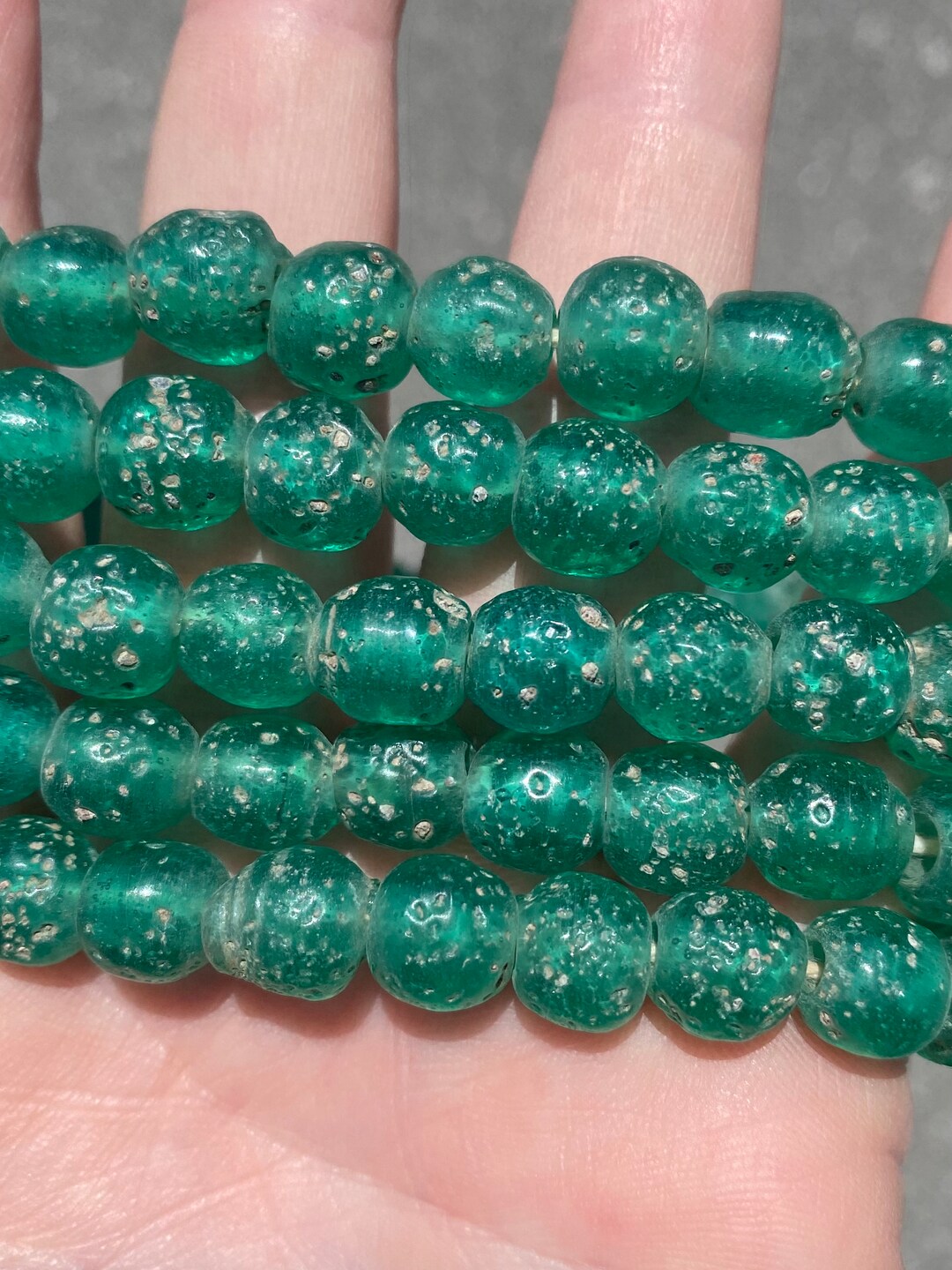 10mm Indonesian Green Teal Ancient Style Java Glass Beads - Artisan ...