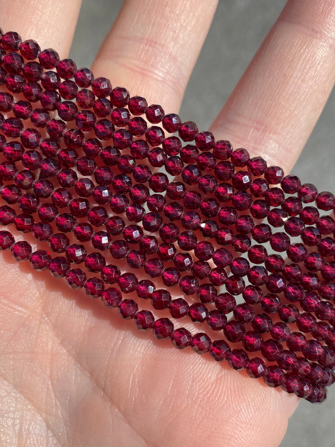 3mm Faceted Round Garnet Natural Stone Beads 120 Beads B Grade 15 Full ...