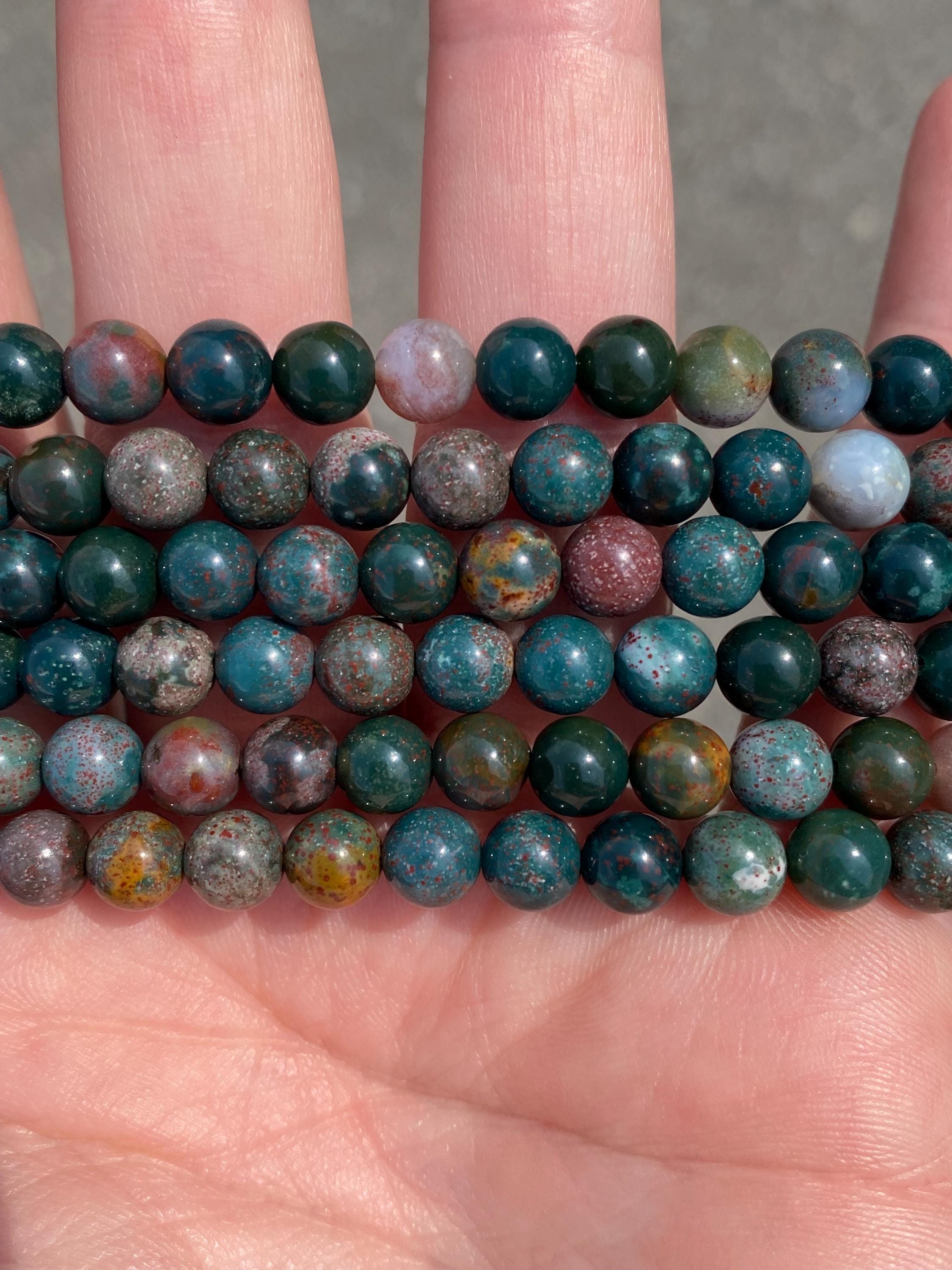 6mm Indian Bloodstone Beads - Natural Stone - Full Strand - 15