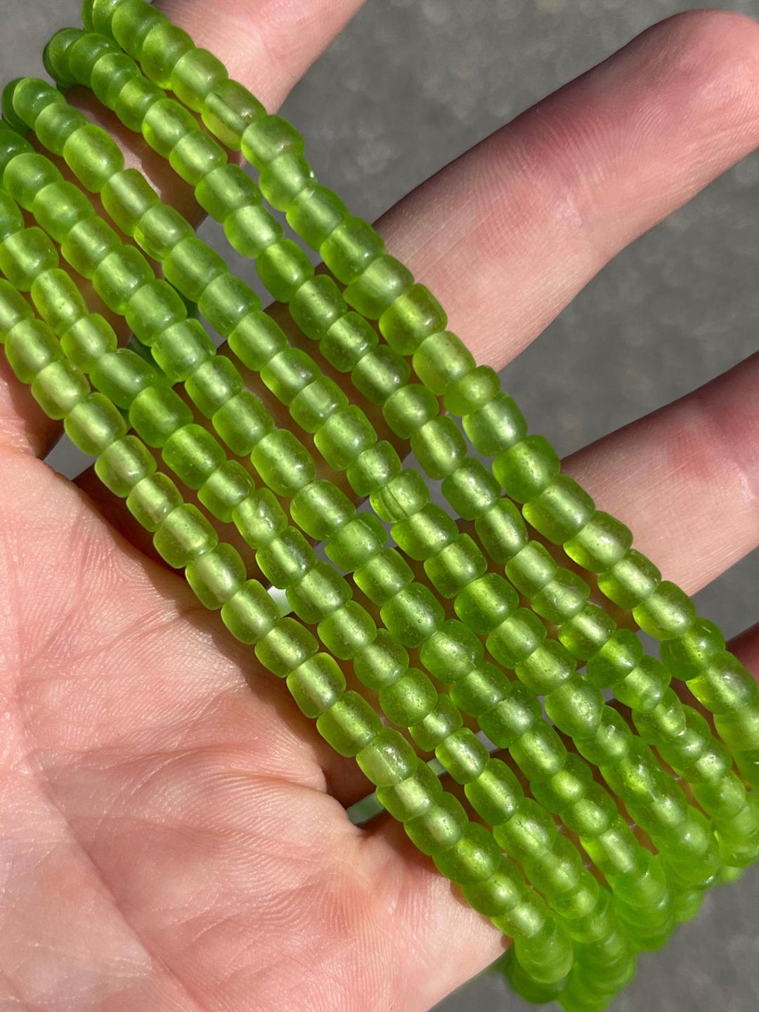 4mm X 5mm Indonesian Lime Green Color Seed Style Glass Beads - Artisan ...