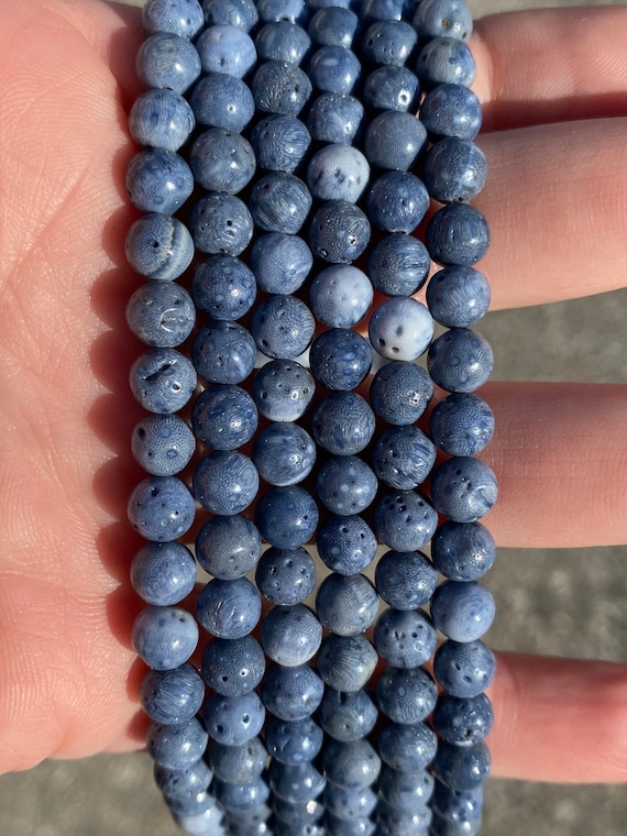 6mm Blue Sponge Coral Beads Natural Full Strand 15 Etsy Canada
