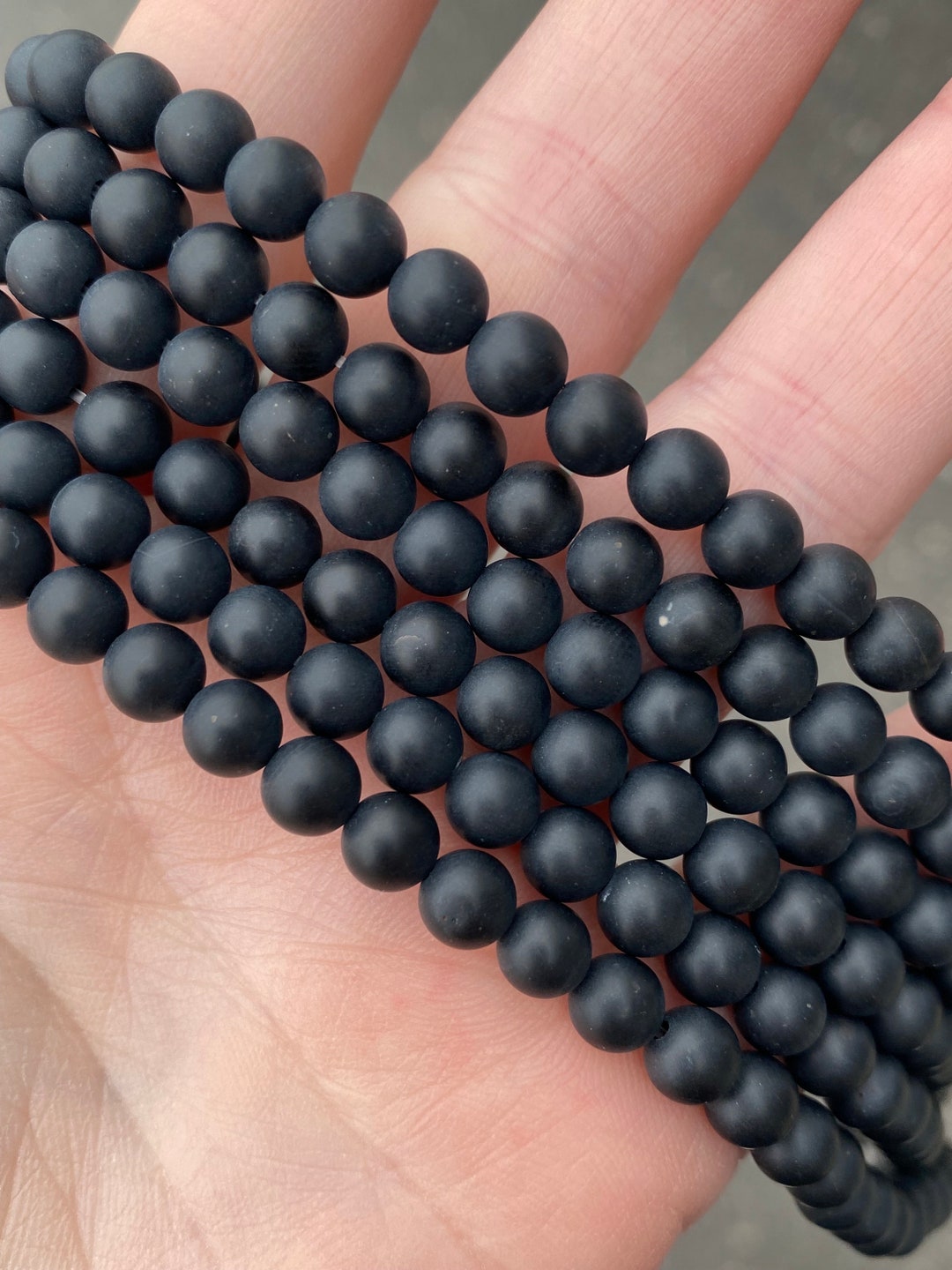 6mm Matte Black Onyx Beads - Natural Stone - Full Strand - 15