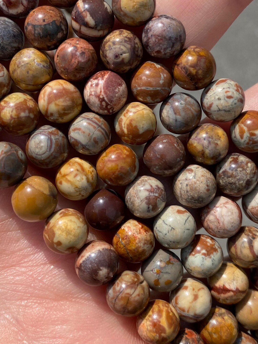 8mm Red Rhyolite Beads - Natural Stone - Full Strand - 15" - Etsy