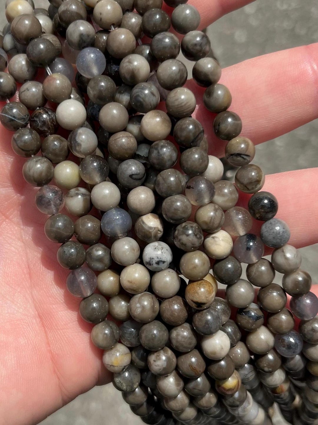 6.5mm Rare Volcano Agate Beads - Natural Stone - Full Strand - 15" - Etsy