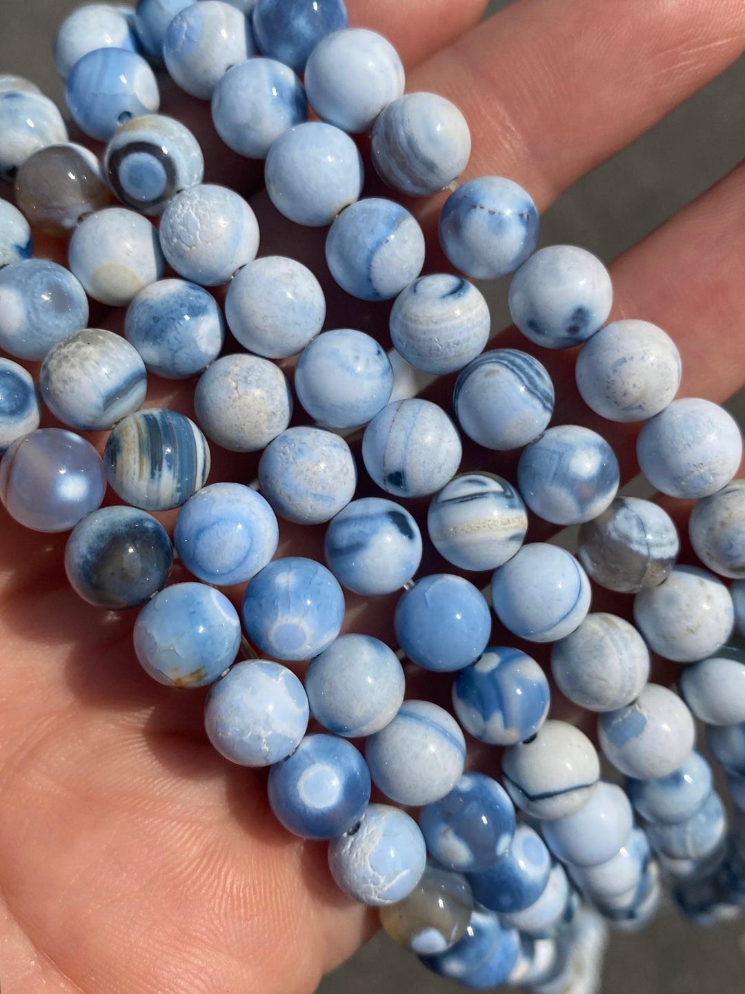 8mm Milky Blue Color Agate Beads - Full Strand - 15" - Smooth - Etsy