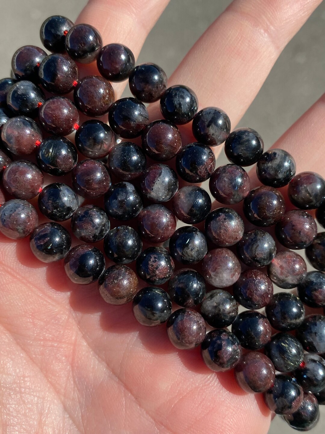 8mm Garnet & Astrophyllite in Quartz Stone Beads - Natural Stone - Full ...