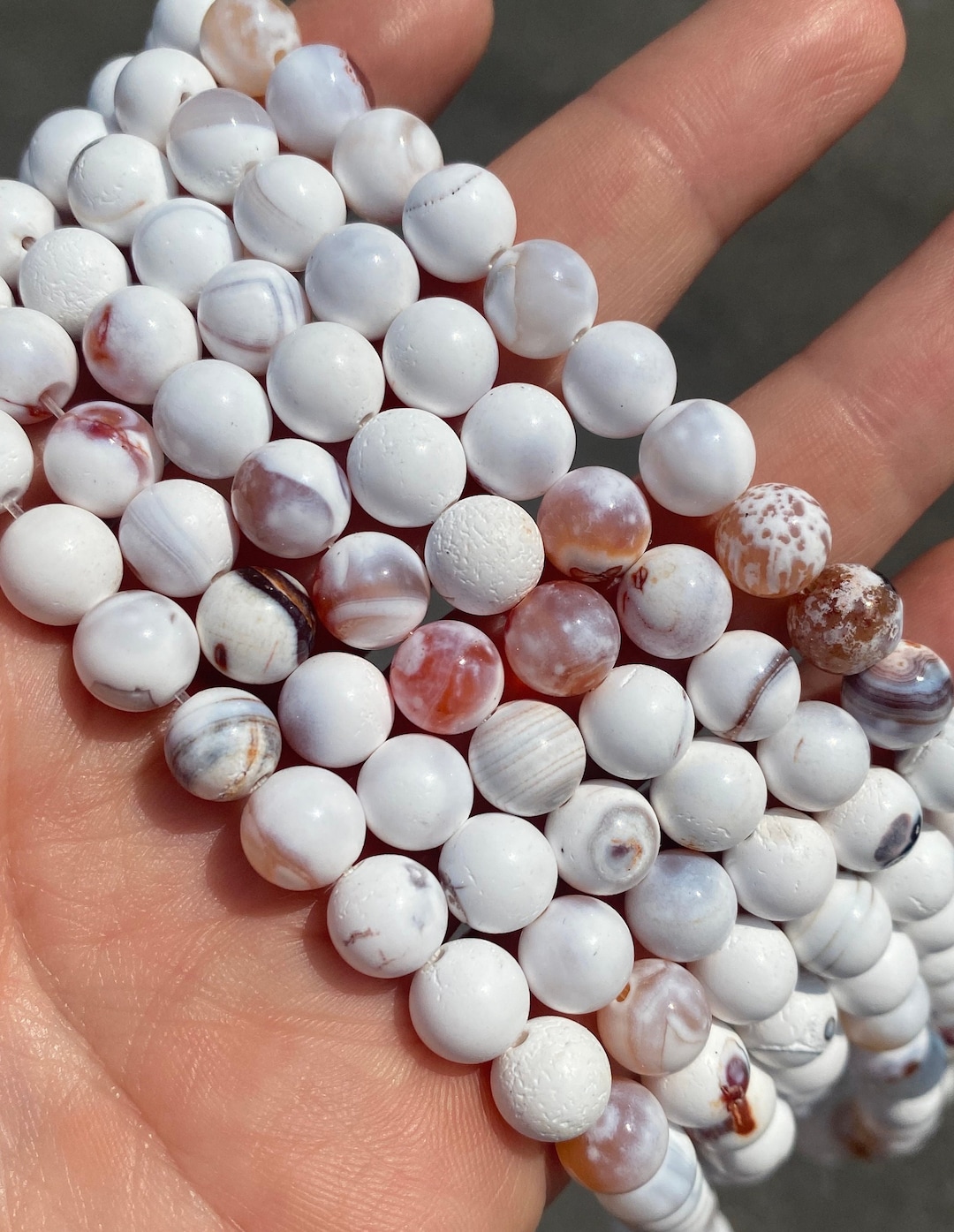 8mm Polished Milky White Color Agate Beads Full Strand 15 Smooth - Etsy