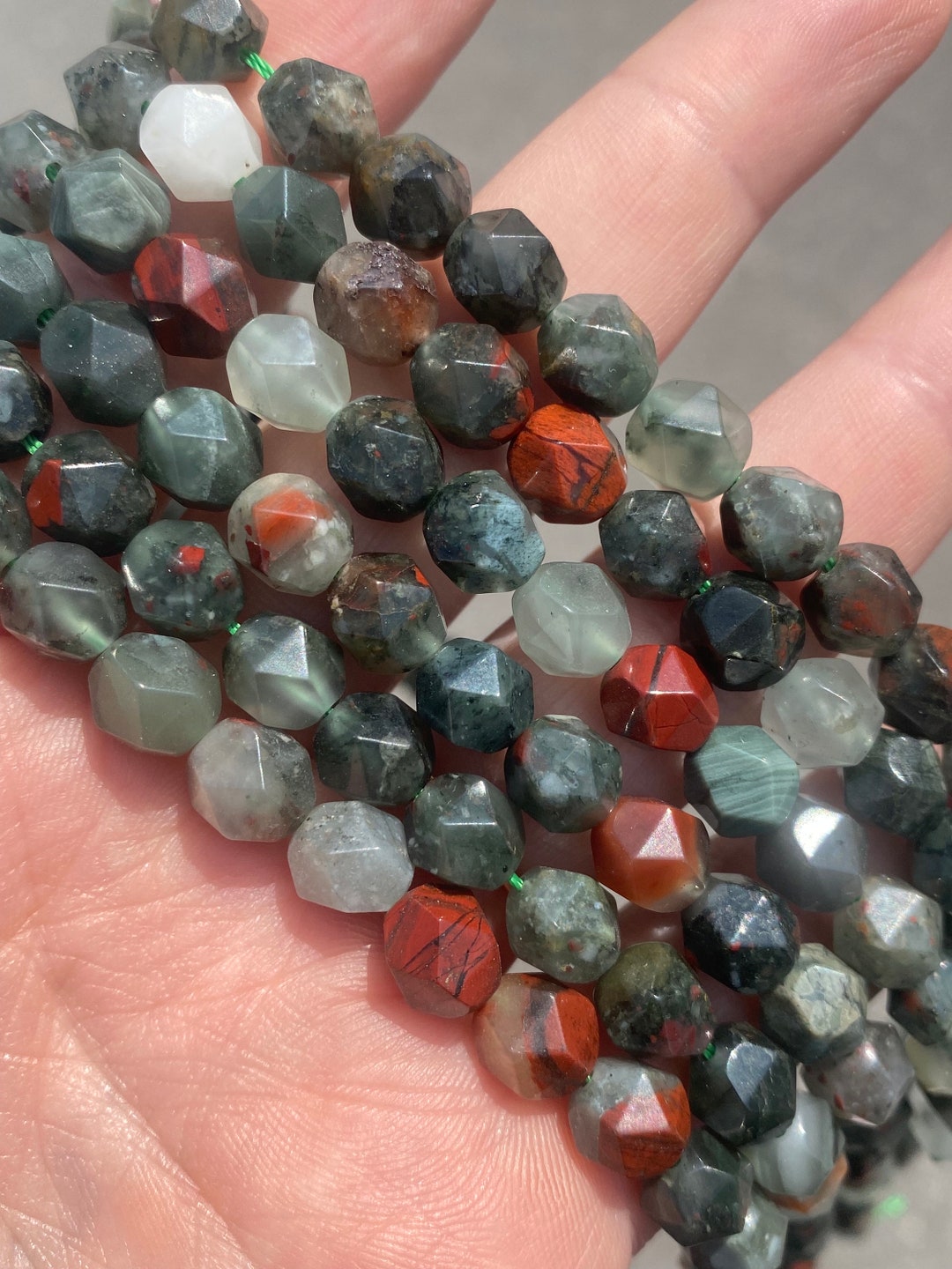 8mm Polished African Bloodstone Beads Natural Stone Full Strand 15 Star ...