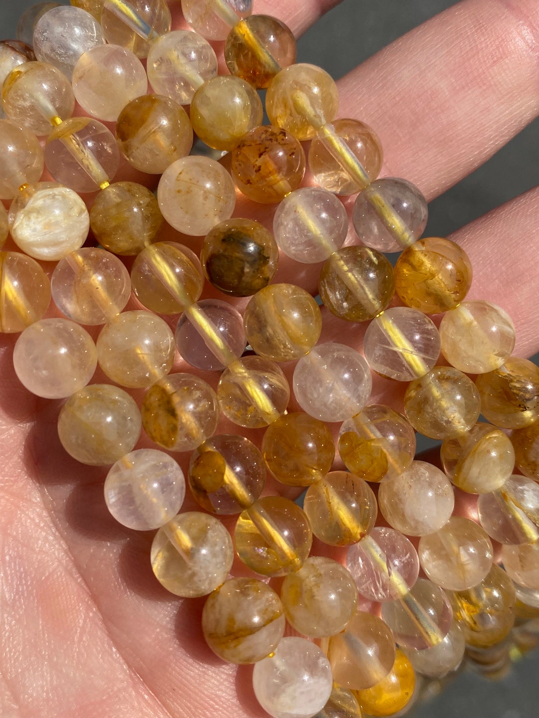 8mm Polished Golden Healer Beads - Natural Stone - Full Strand - 15" - Etsy