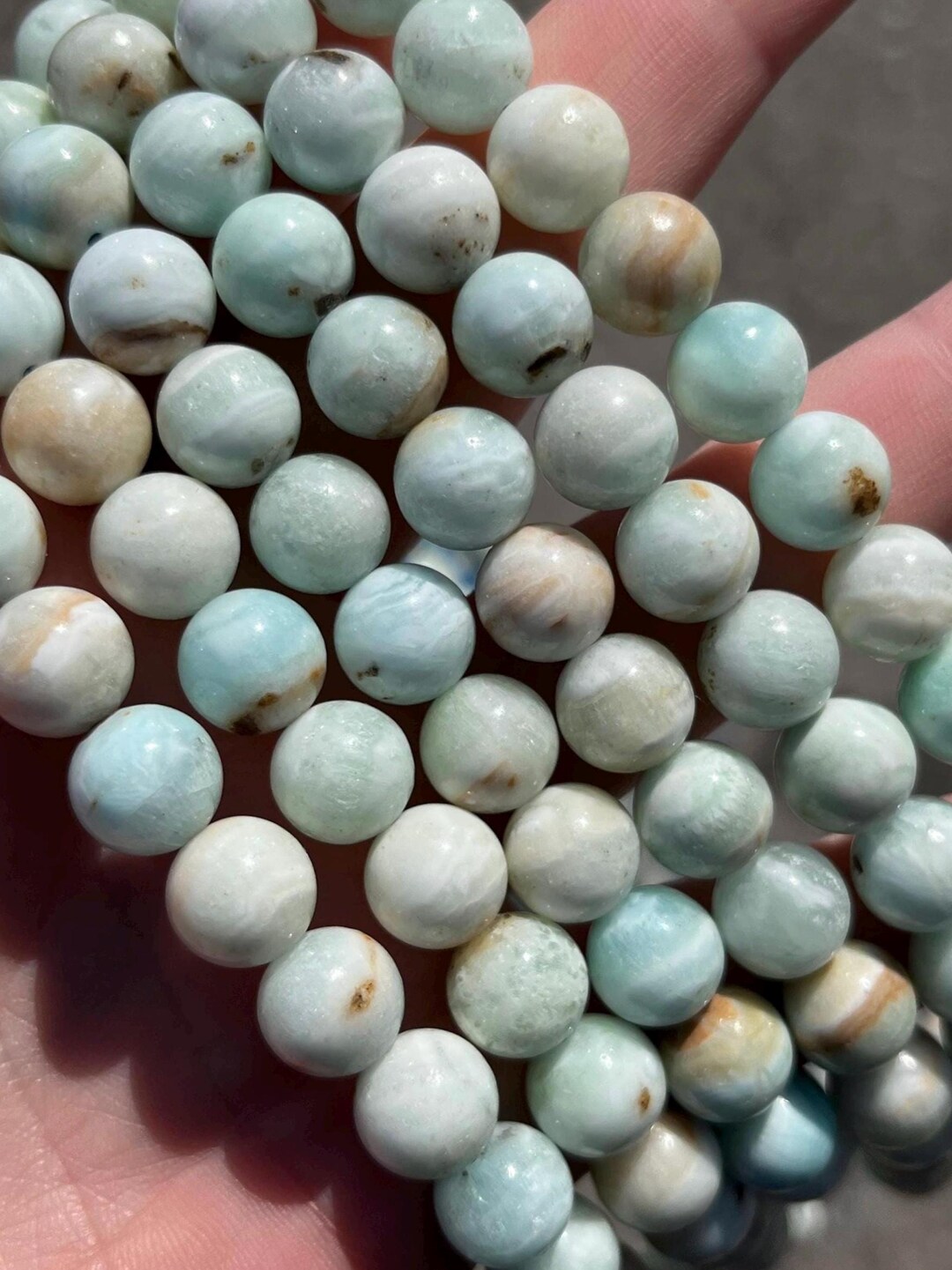 10.5mm Blue Aragonite Beads - Natural Stone - 15