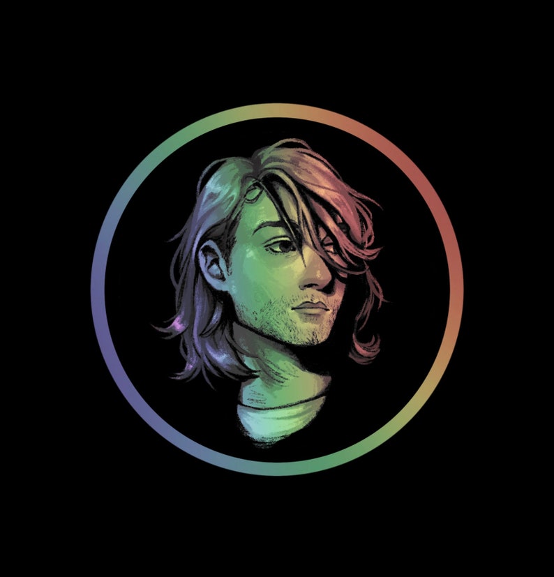 Rainbow Kurt Cobain Sticker - Etsy