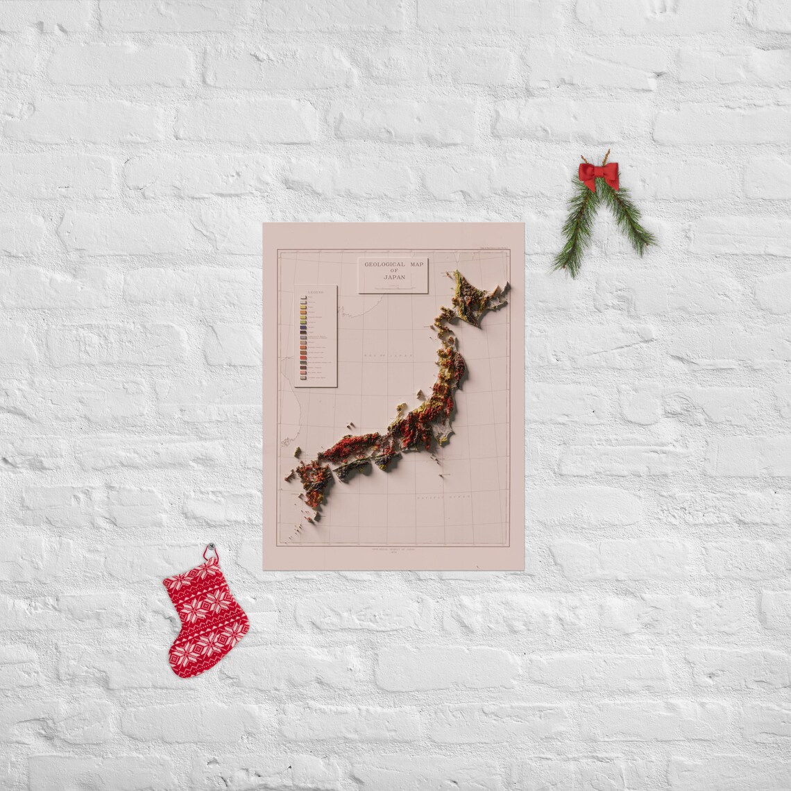 Japan 3D Geologic Map Poster - Etsy