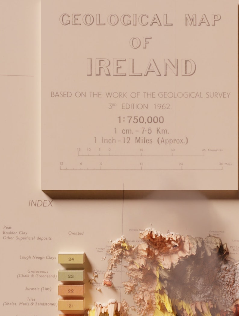 1961 3D Geologic Map of Ireland - Etsy