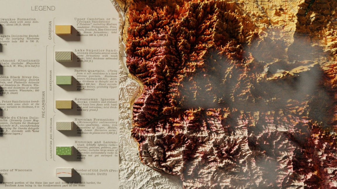 1965 Geologic Map of Wisconsin - Etsy