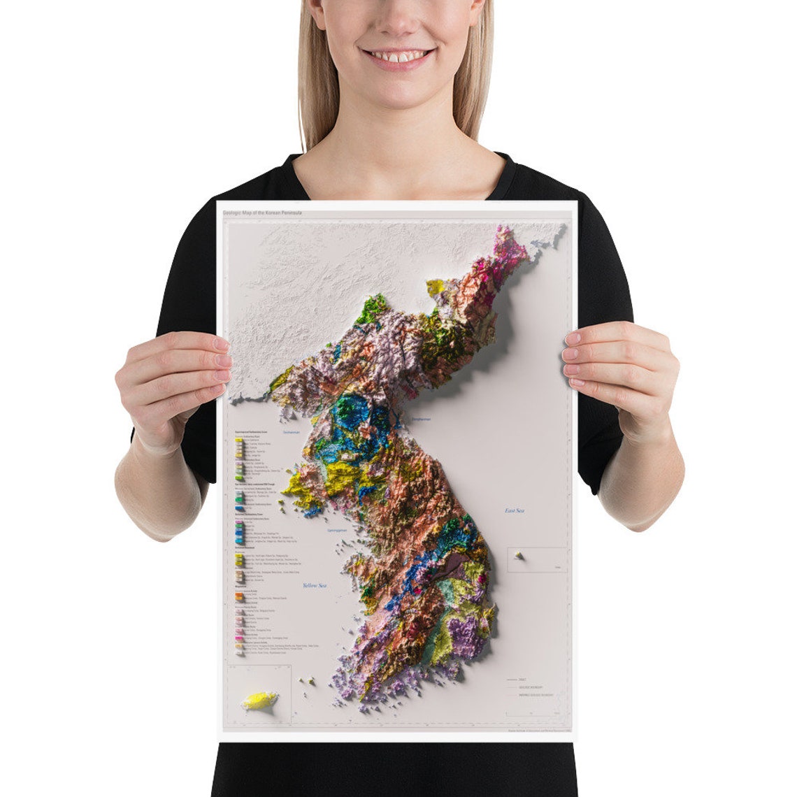 3D Geologic Map of the Korean Peninsula - Etsy