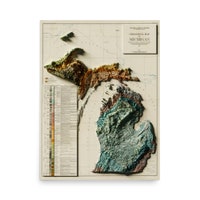 Michigan & Great Lakes Wood Carved Relief Map | 3D Topographic Wooden ...