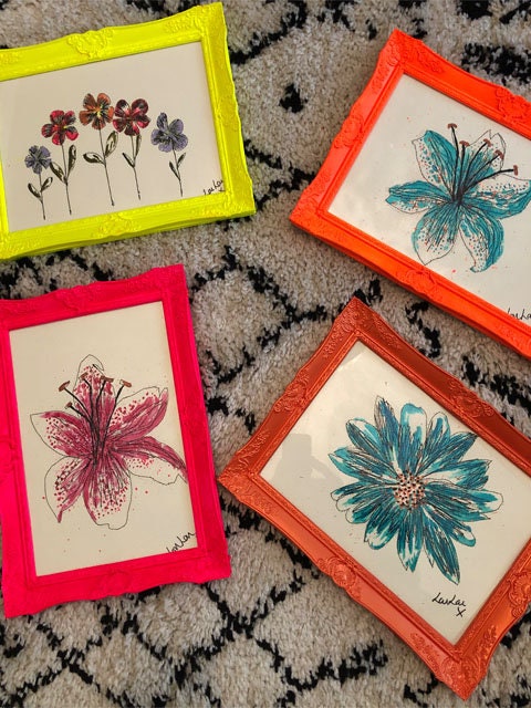 A4 Antique Fluro Frame Embroidery Art Acrylic Art - Etsy