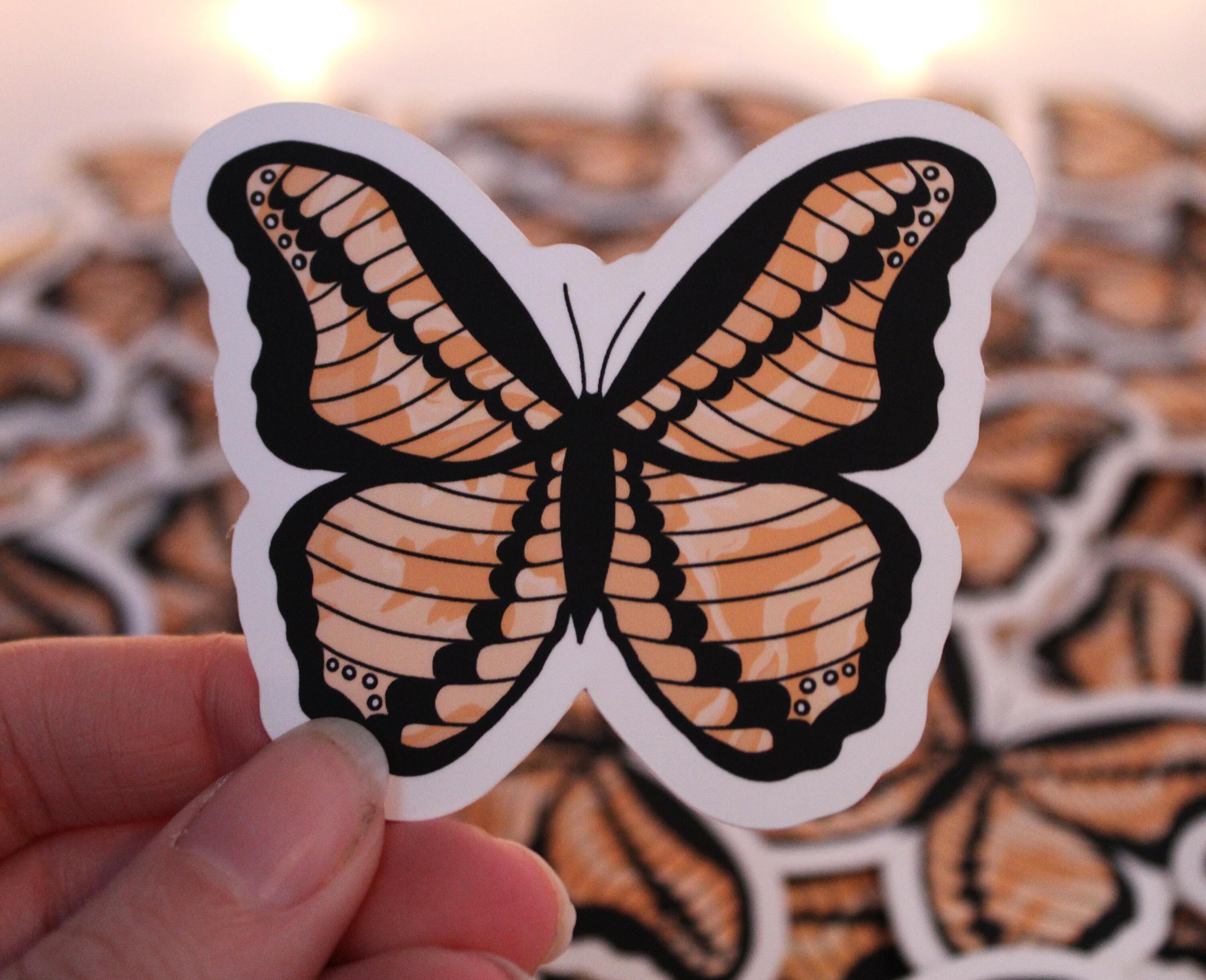 Matte Butterfly Sticker, Cute Butterfly, Vsco, Marble Print, Multi ...