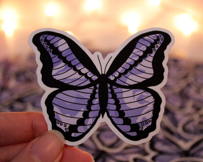 Matte Butterfly Sticker, Cute Butterfly, Vsco, Marble Print, Multi ...