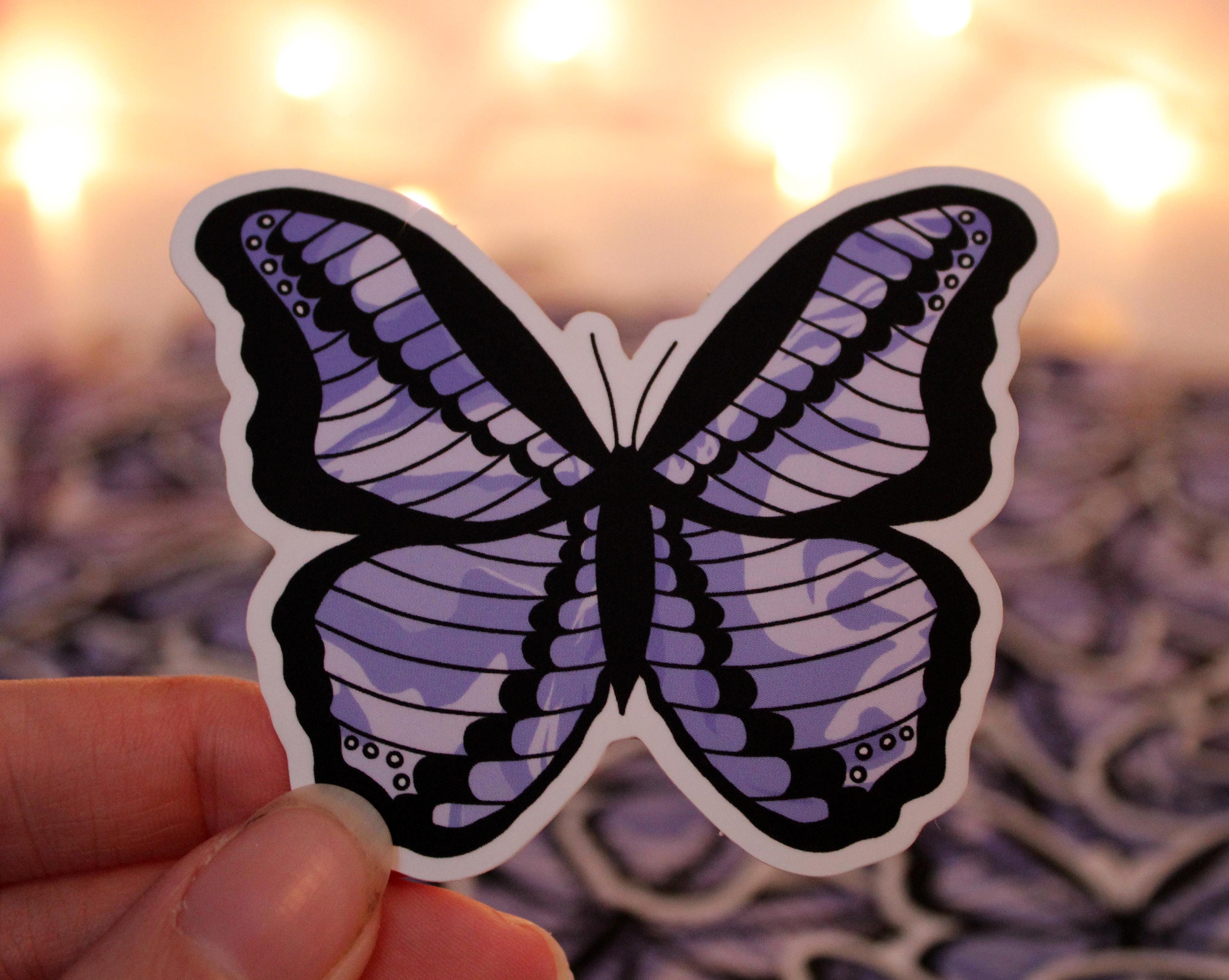 Matte Butterfly Sticker, Cute Butterfly, Vsco, Marble Print, Multi ...