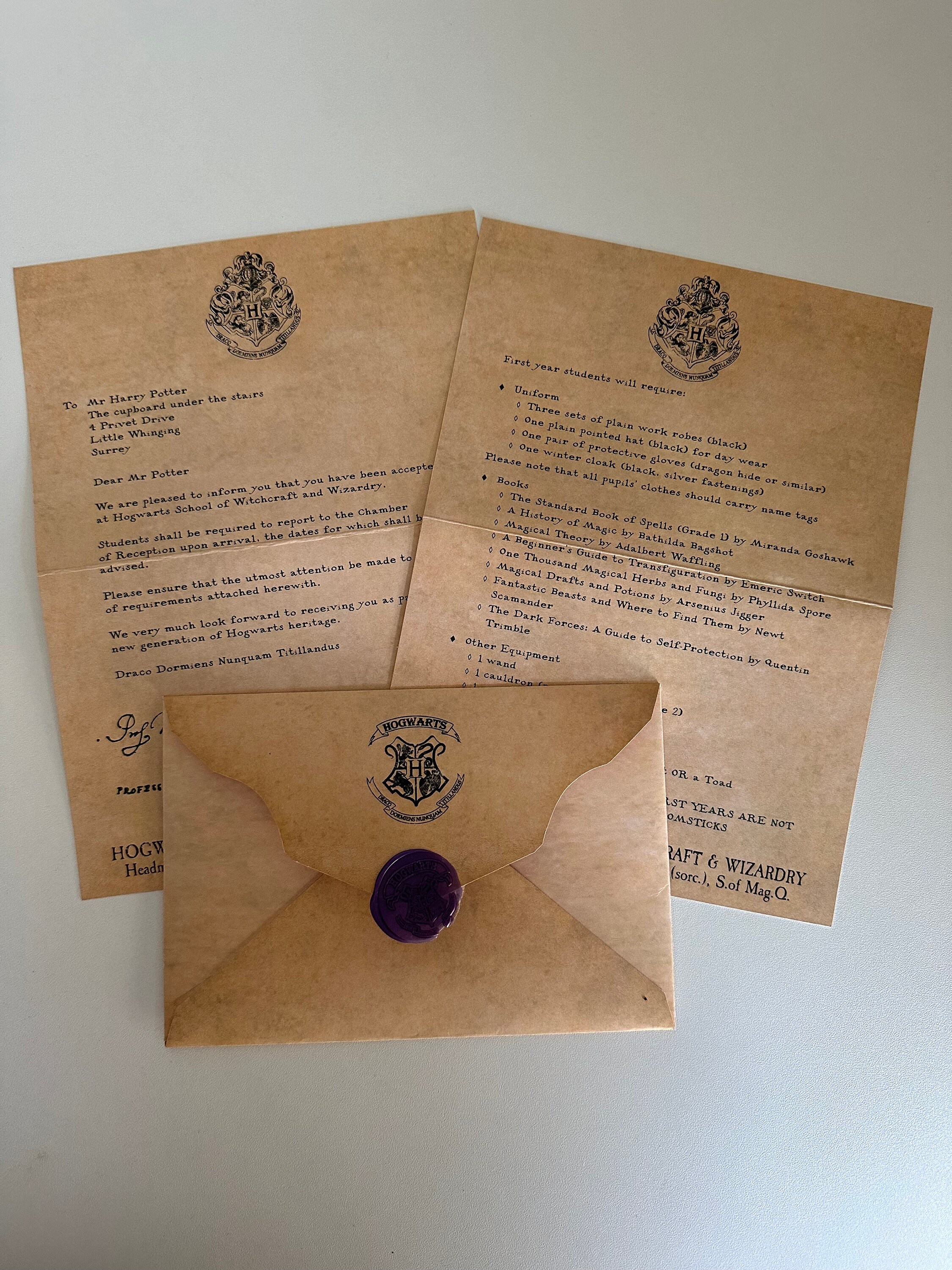 Magic School Replica Acceptance Letter Personalisation Available - Etsy