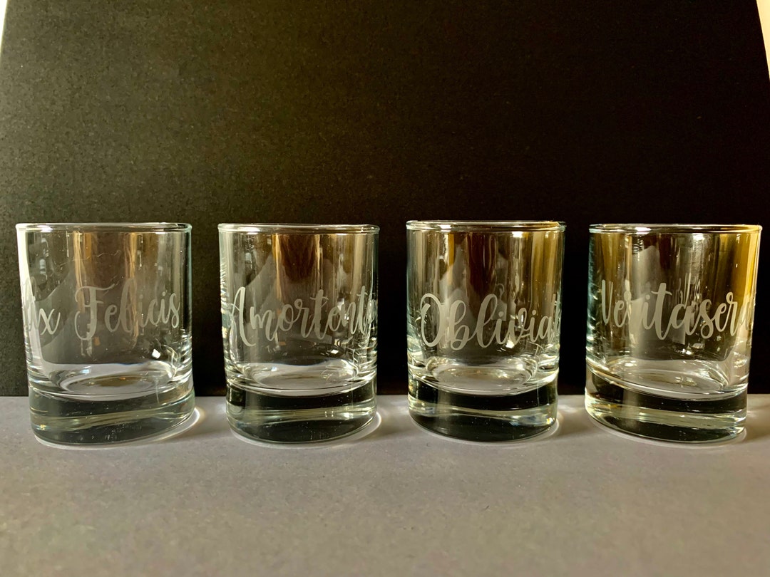 Wizard Spell & Potion Shot Glasses – Etched Fantasy Drinking Glass ...